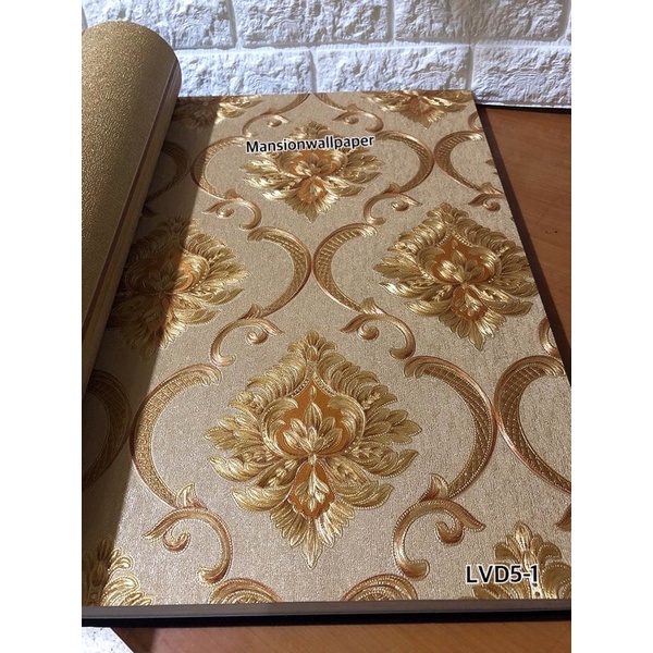 Jual Wallpaper Dinding Klasik Coklat Emas Gold Glitter Mewah Luxury ...