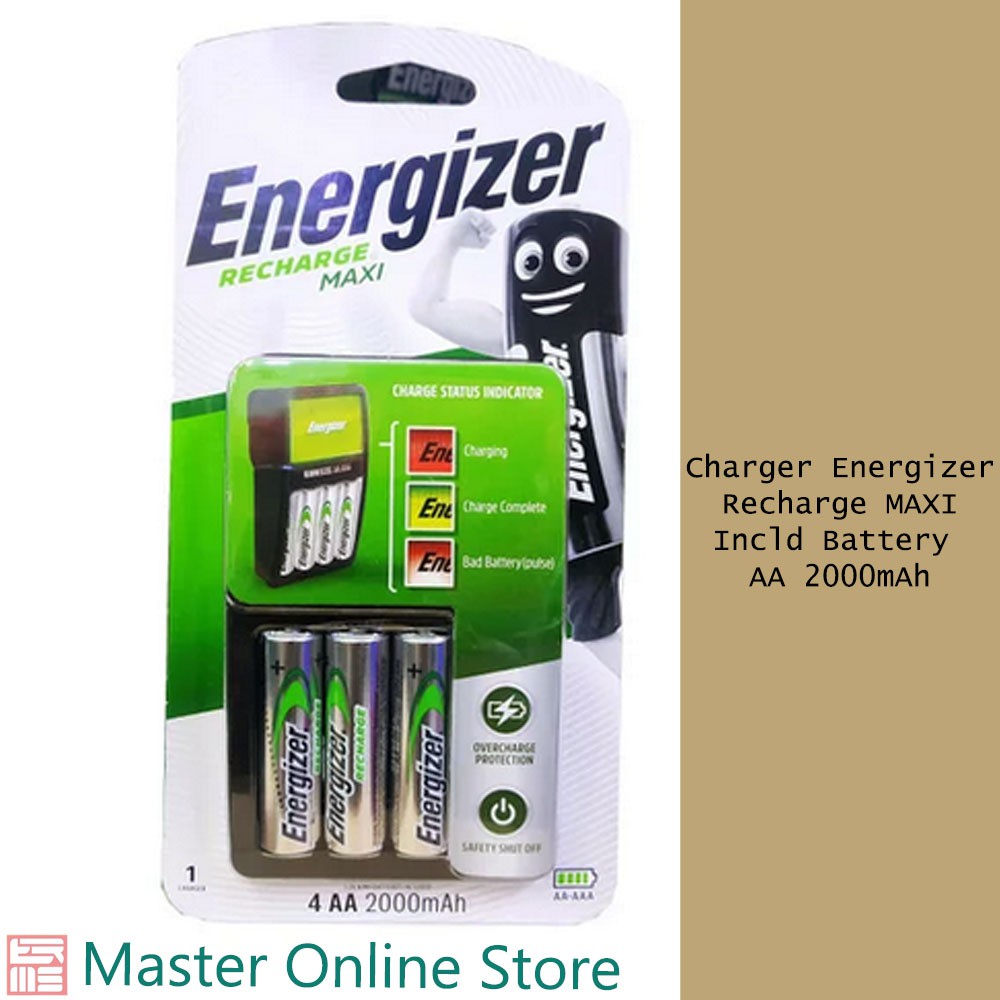 Jual Charger Energizer Maxi Recharge Batteries AA AAA A3 Rechargeable Isi 4 Baterai A2 2000mAh ...
