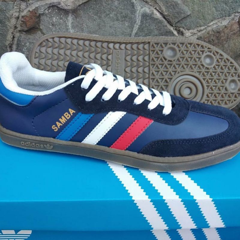 Jual ADIDAS SAMBA STRIPE BLUE RED WHITE GRADE ORI | Shopee Indonesia