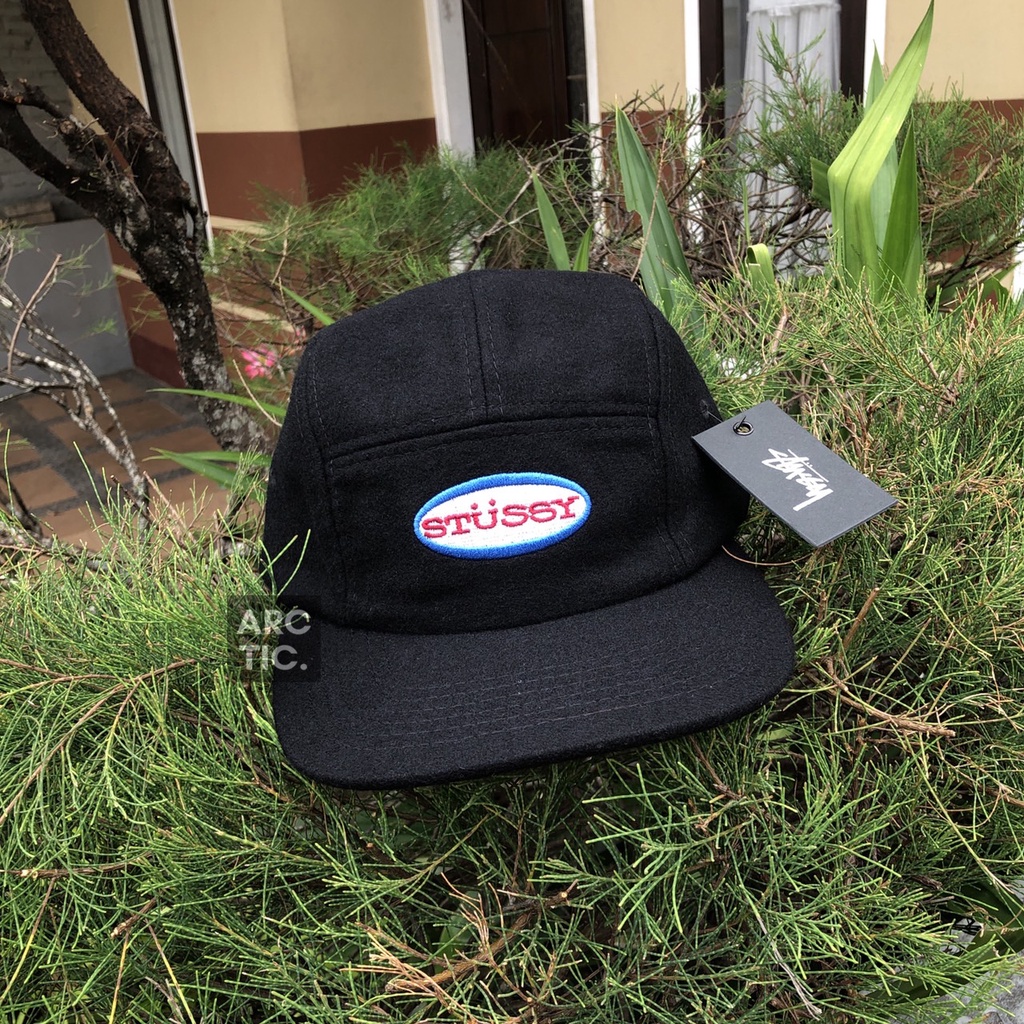 Jual STUSSY OVAL PATCH CAMP 5 PANEL CAP HAT - BLACK | ORIGINAL | Shopee ...