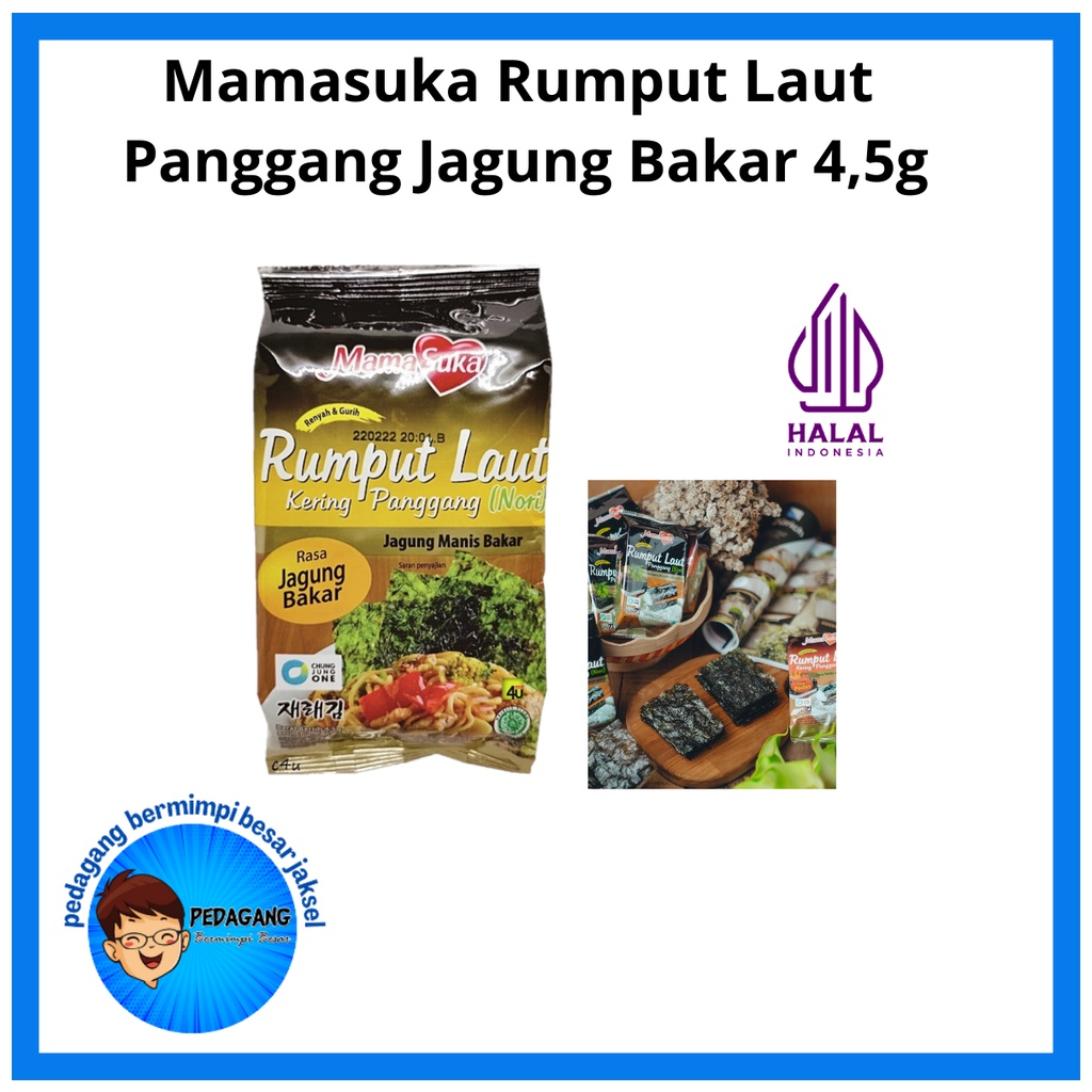 Jual Mamasuka Rumput Laut Panggang Jagung Bakar 4,5g/ Nori Jagung Bakar ...