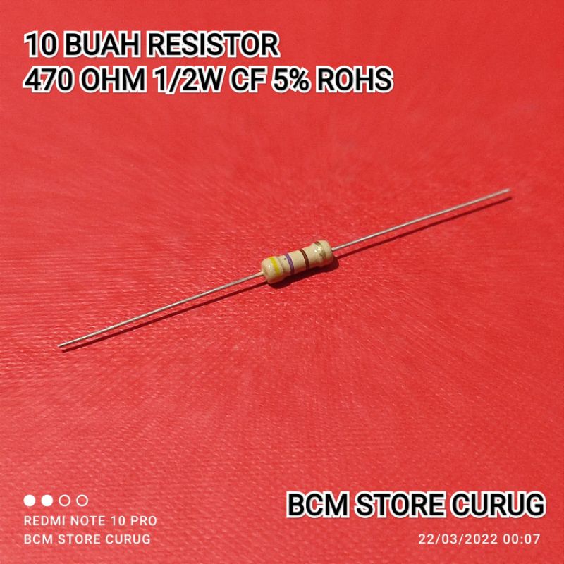 Jual 10 BUAH RESISTOR 470 OHM 1/2 W CF 5% ROHS | Shopee Indonesia