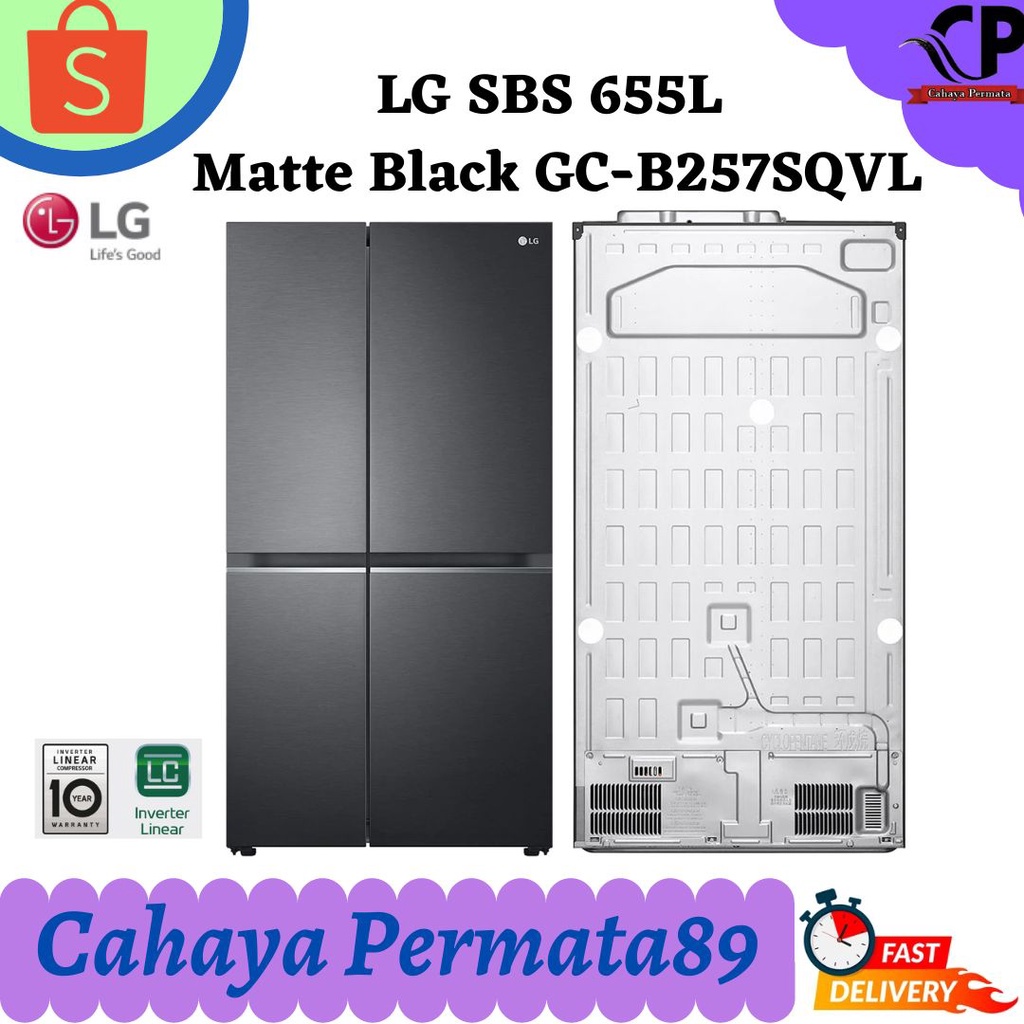 Jual KULKAS LG SIDE BY SIDE GC-B257SQVL/BL NET647L/ULTRASEEK/SMART INVERTER | Shopee Indonesia