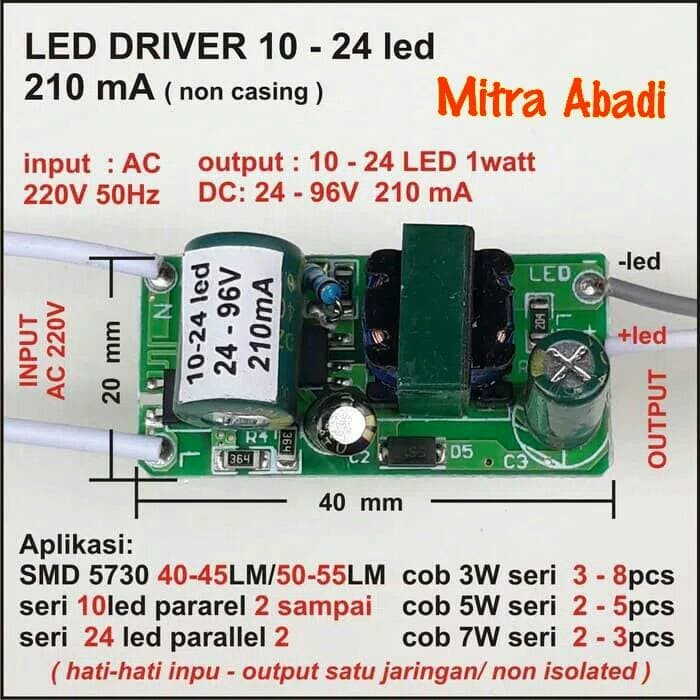 Jual LED Driver 10-24x1 Watt 210 mA AC-DC Tanpa Casing | Shopee Indonesia