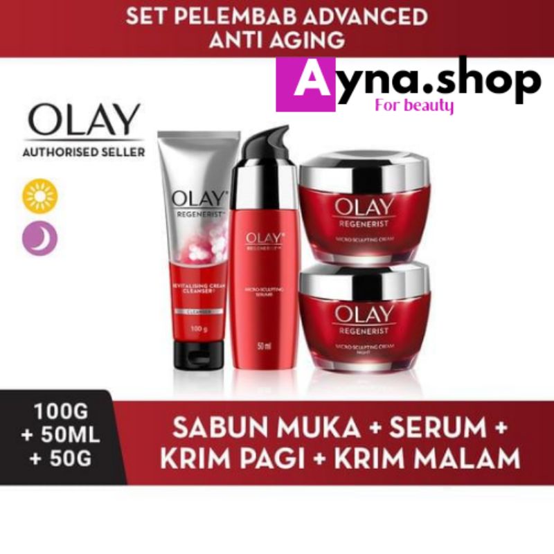 Jual Olay set lengkap regenerist - day cream + night cream + serum ...