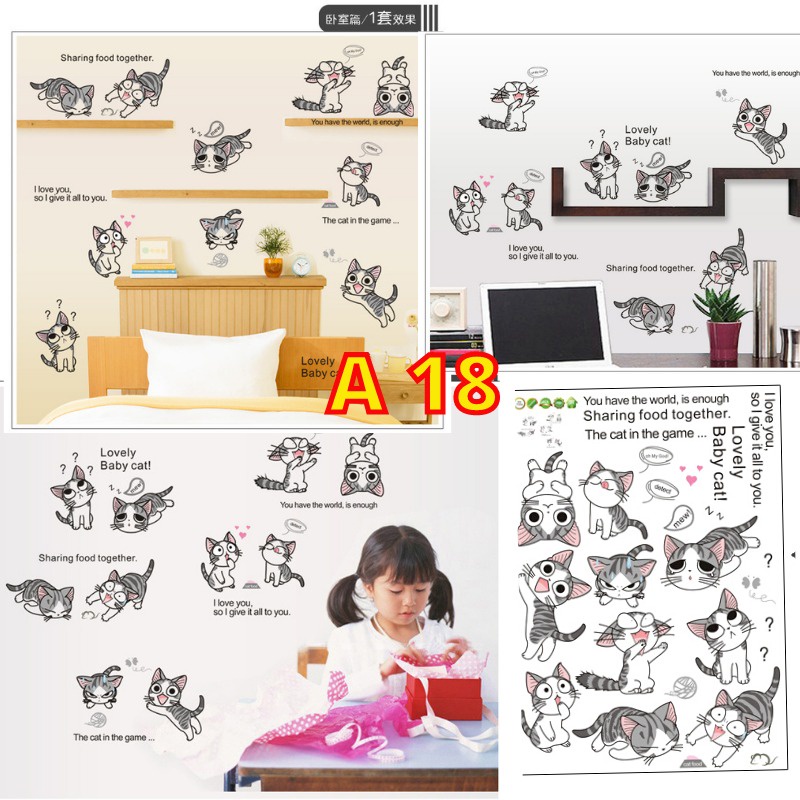 Jual WALLSTICKER WALL STICKER STIKER DINDING KUCING WALLSTIKER TEMBOK ...