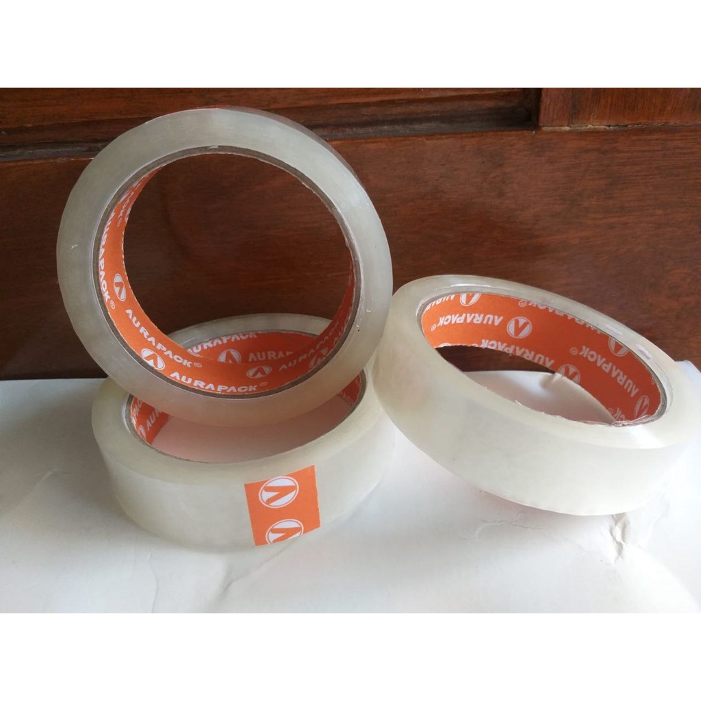Jual lakban /selotip 24 mm x 60 meter bening, tebal Aurapack | Shopee ...