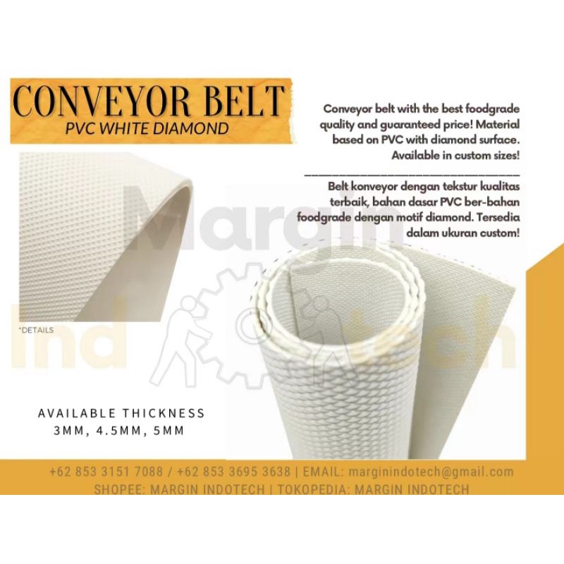 Jual CONVEYOR PVC WHITE DIAMOND PUTIH FOODGRADE 3mm | Shopee Indonesia