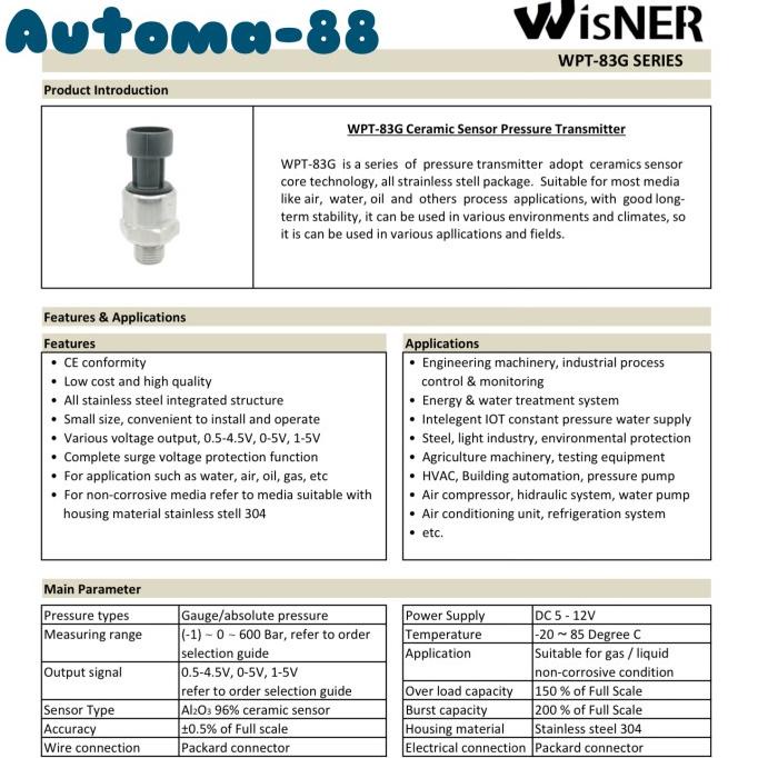 Jual Low Pressure Sensor 0-10Kpa Arduino 5V Pressure Transducer 10 Kpa ...