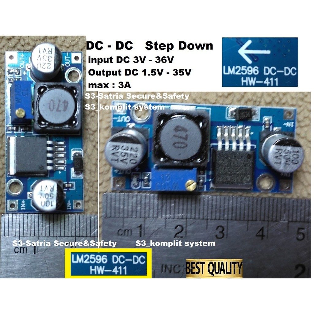 Jual Module LM2596 adjustable Step Down DC-DC 3v-36V output 1,5v 35V ...