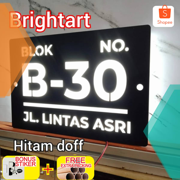 Jual Nomor rumah lampu led Series-2 Ukuran 30x20 Nomer rumah LED ...