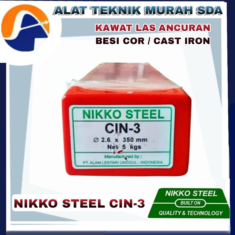 Jual Kawat Las Ancuran Besi Cor Nikko Steel CIN3 CIN 3 2.6MM 3.2 MM 1Kg ...