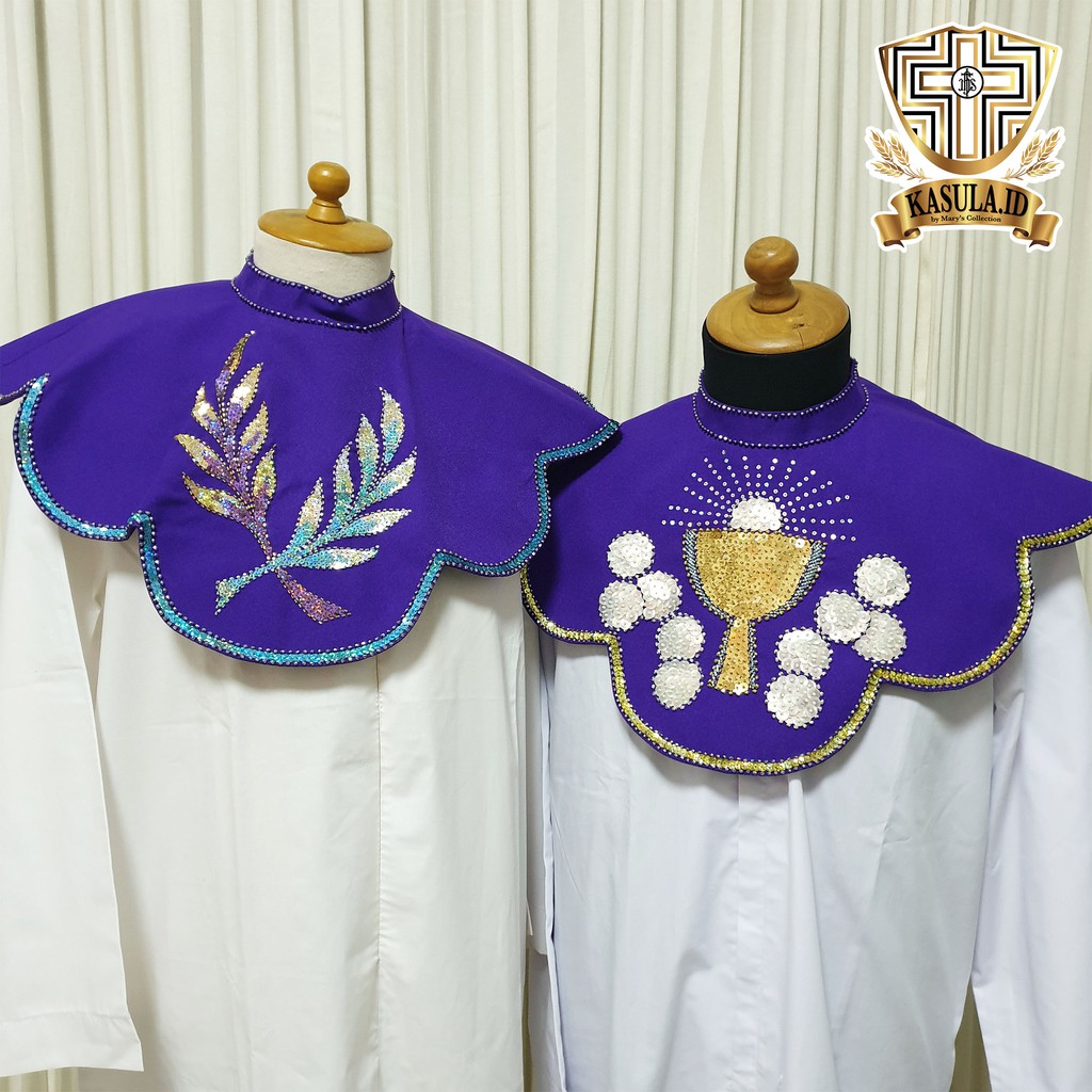 Jual 1 set Krah Misdinar putra altar katolik warna ungu (2 pcs ...
