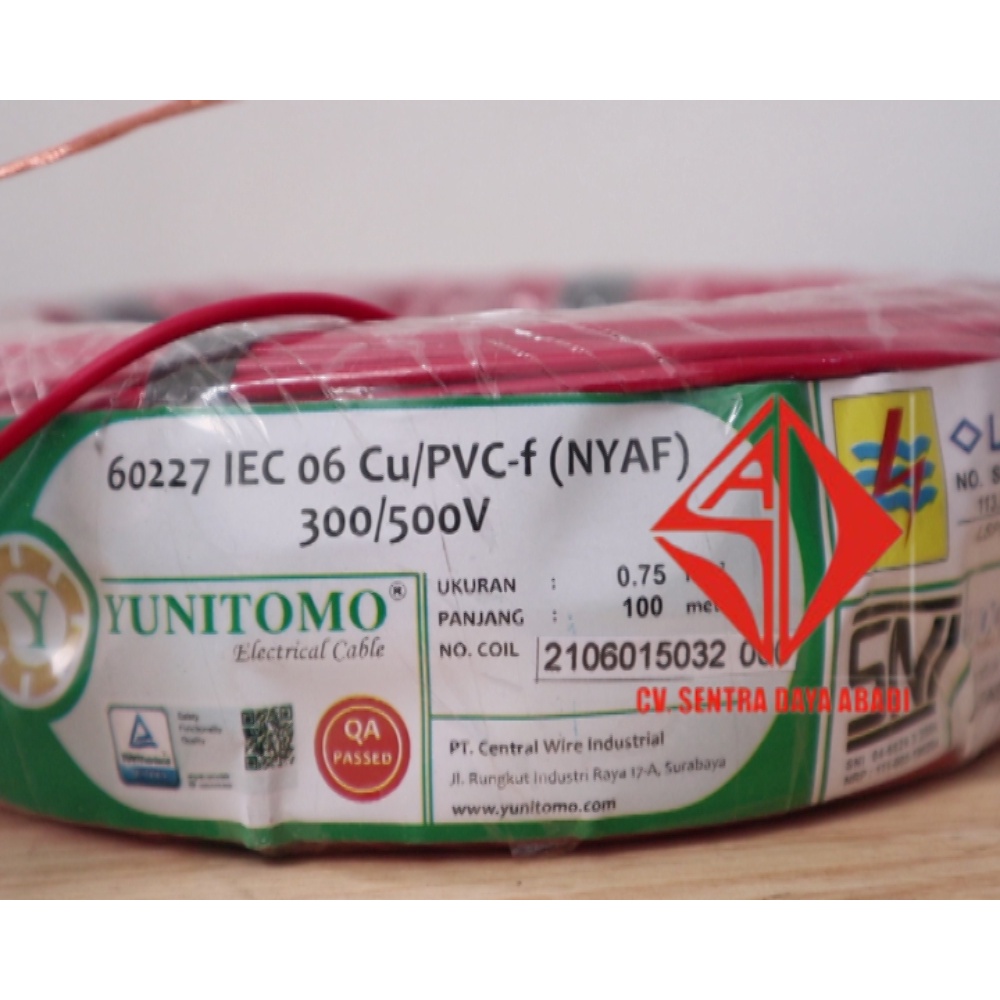 Jual Kabel NYAF 2.5 Yunitomo MERAH 1 ROL 100Meter | Shopee Indonesia