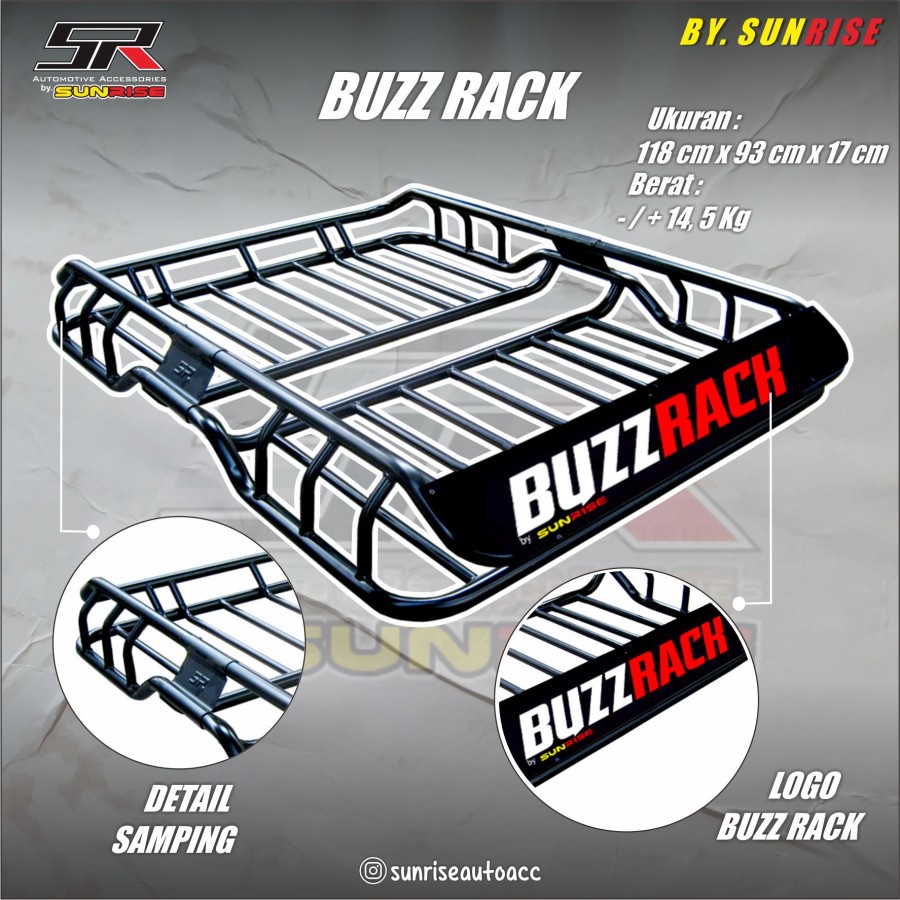 Jual BUZZ ROOF RACK SUNRISE UNIVERSAL HITAM SUPER QUALITY | Shopee ...