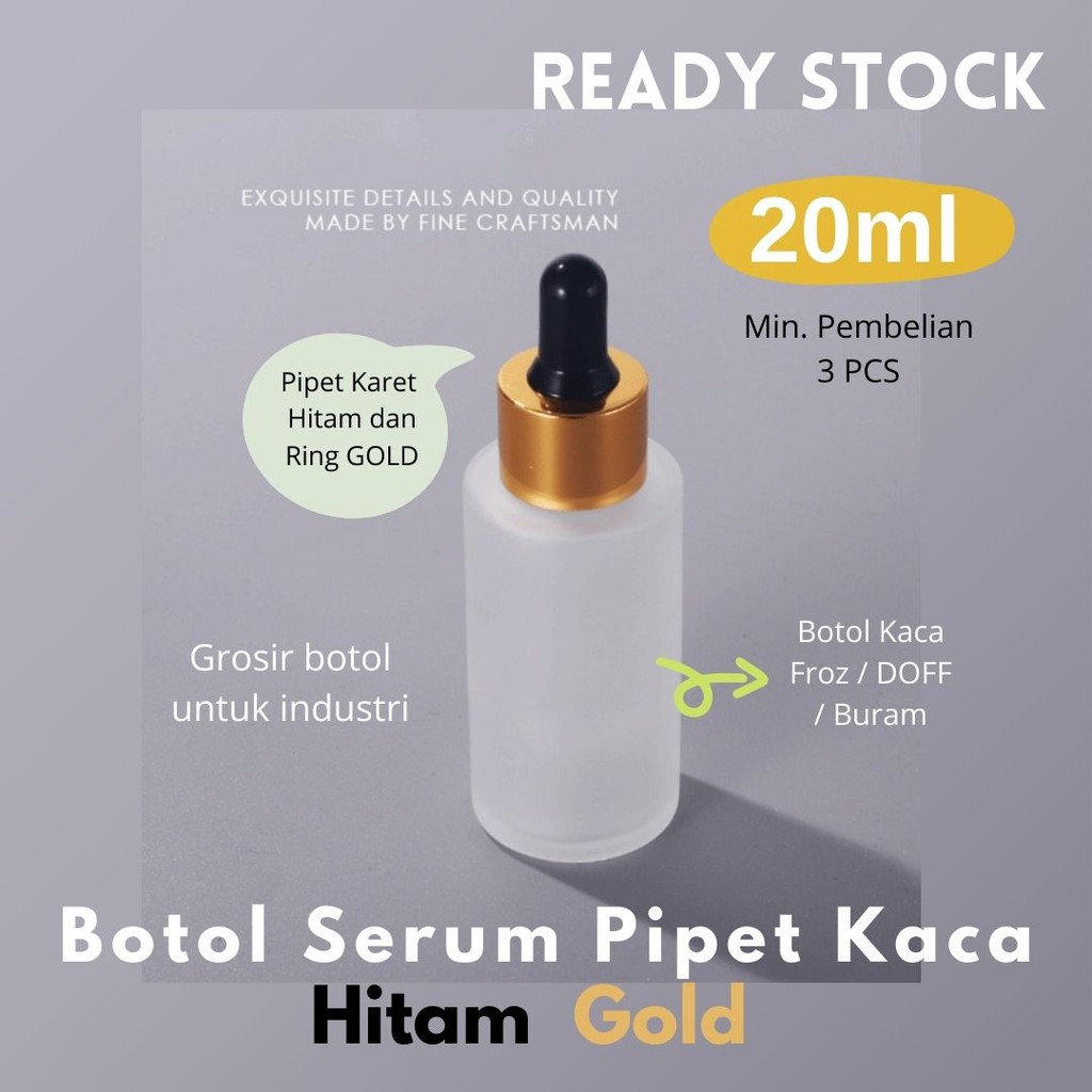 Jual Botol Serum Skincare Kaca Buram Froz 20ml Botol Serum Dropper ...
