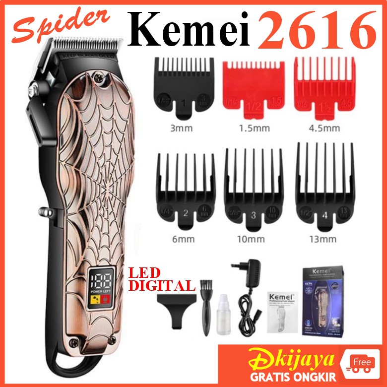 Jual Kemei 2616 Original Alat Cukur Rambut Clipper Detailer Trimmer KM2616 Metal Spider Perunggu ...