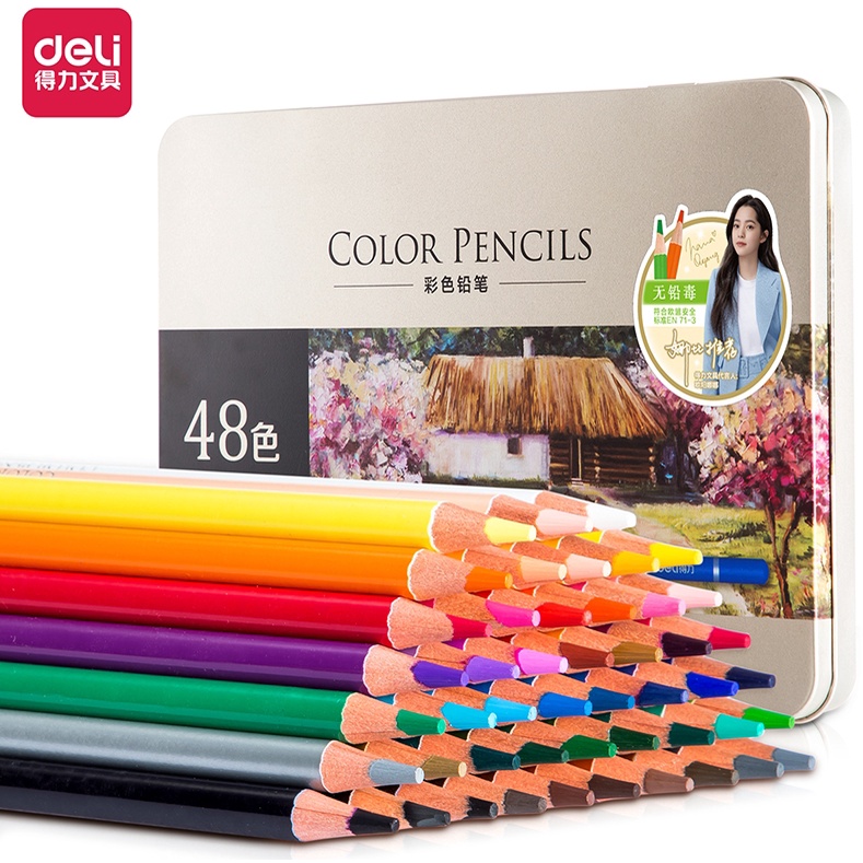 Jual Deli High-grade Oil Pencil Color Pensil Warna Minyak 48/72 Warna ...