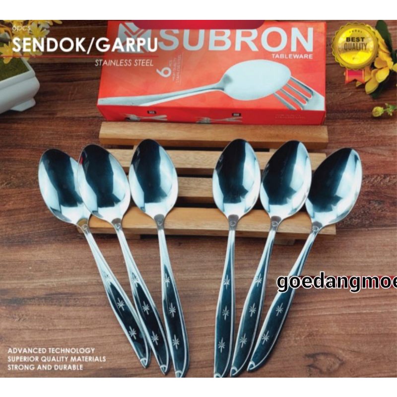 Jual Premium SUBRON Sendok makan stainless tebal model bintang 35gr 6pc ...