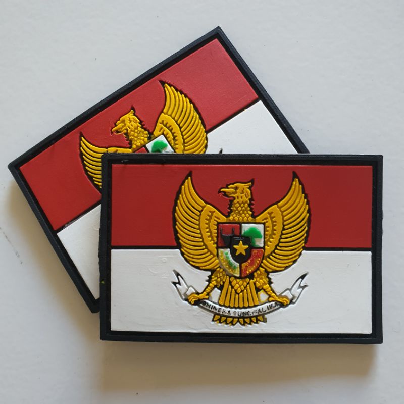 Jual PATCH RUBBER LOGO GARUDA KOTAK DASAR MERAH PUTIH/TEMPELAN EMBLEM ...