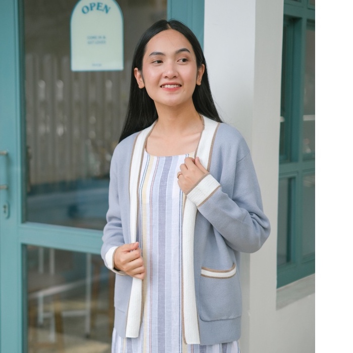 Jual Asiro Amber Rajut Cardigan Outerwear Cerulean Blue Wanita | Shopee ...