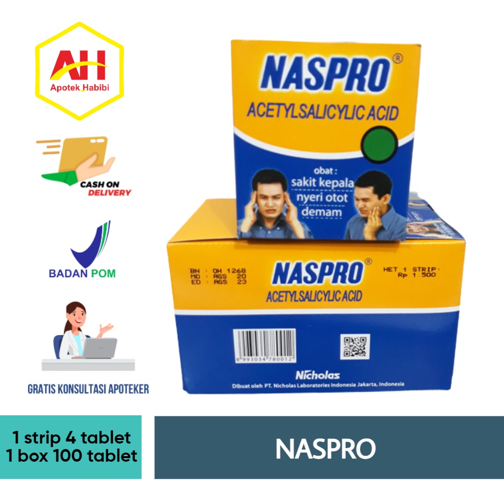 Jual NASPRO 1 BOX ISI 25 STRIP OBAT DEMAM PUSING MERIANG SAKIT KEPALA ...