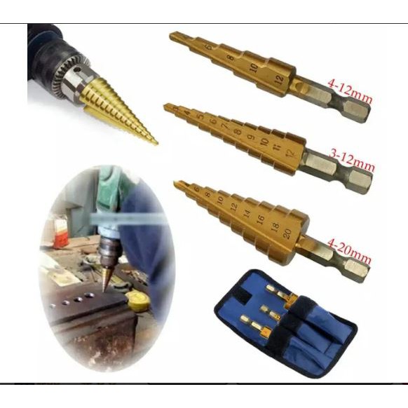 Jual Set 3pcs Mata Bor Multi step Pagoda Kerucut Mata Bor Countersink ...