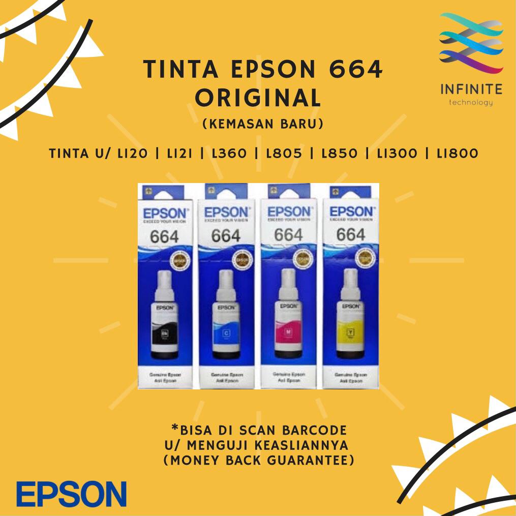 Jual Tinta Epson 664 Original Black Hitam Cyan Magenta Yellow Warna Asli Ori - L121 L120 L310 ...