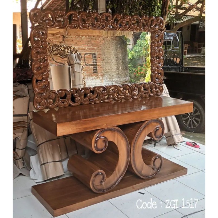 Jual Meja Console Consule Konsul Dinding Sudut Ulir Table Kayu Jati ...