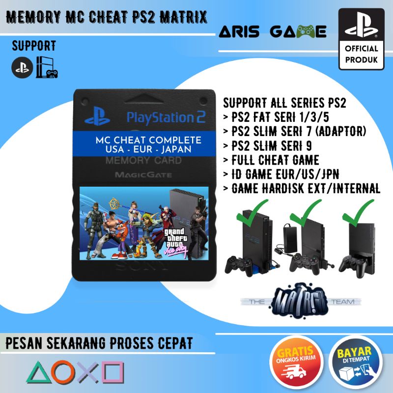 Jual MEMORY CARD MC CHEAT PS2 MATRIX/KASET ALL SERIES MEMORY CHEAT ...