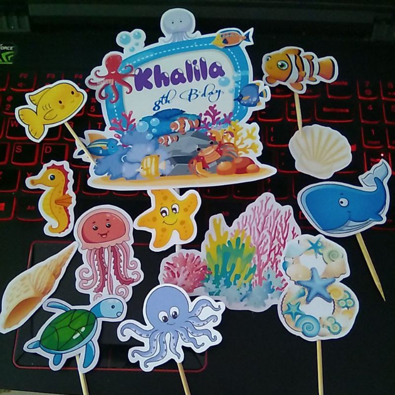 Jual cake topper hiasan kue ikan fish laut kerang coral | Shopee Indonesia