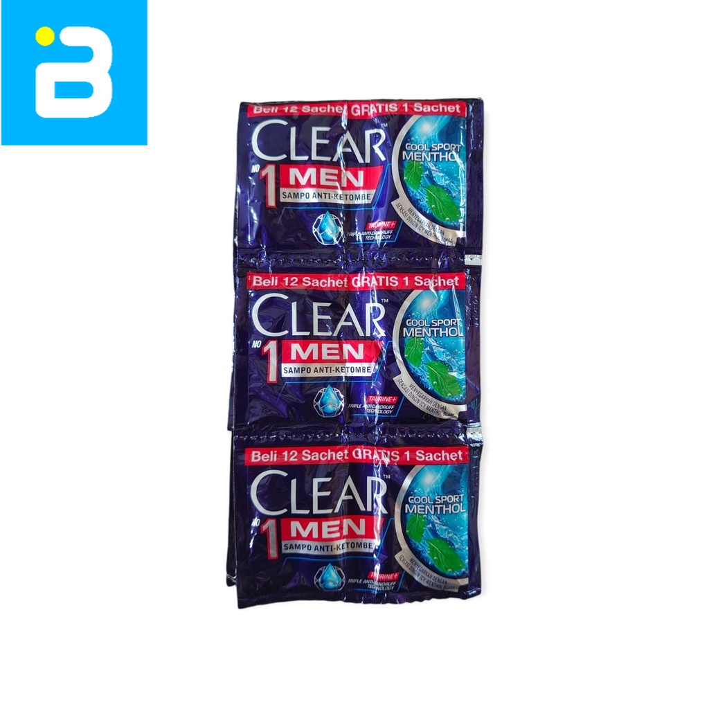 Jual Clear Men Anti Ketombe Cool Sport Menthol Sachet 12 x 9 ML ...
