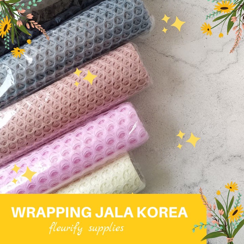 Jual Wrapping Jala korea bolong floral wrapping kertas bungkus bunga ...