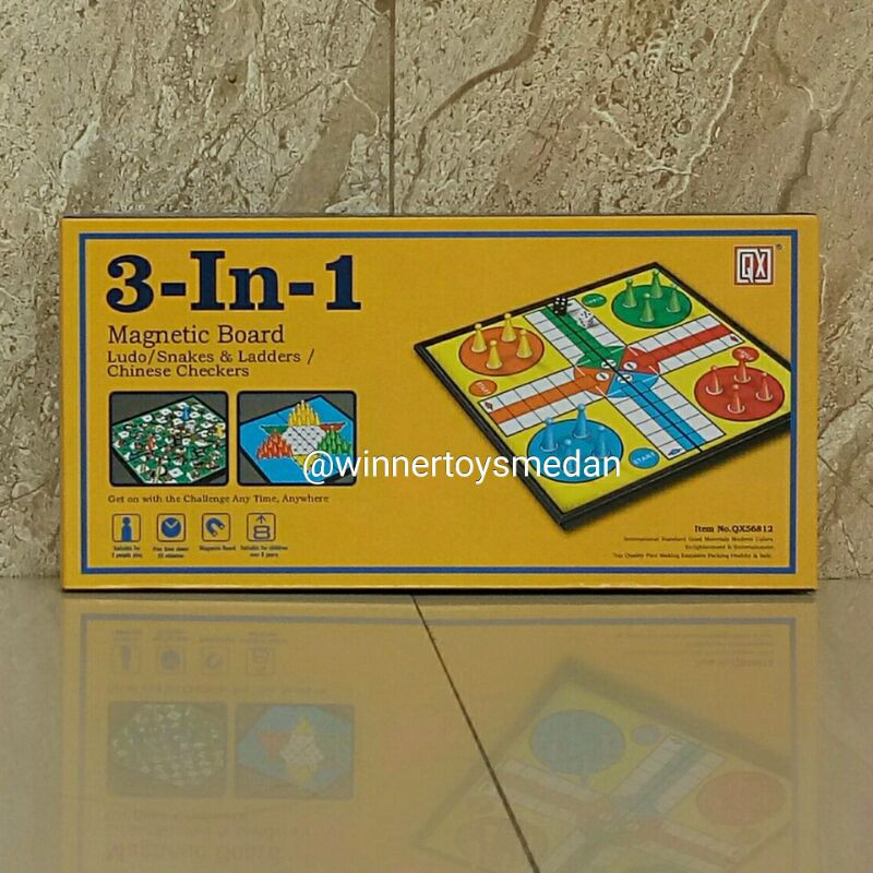 Jual Magnetic Board 3in1 Ludo Halma Ular Tangga / Board Game Qx56812 ...
