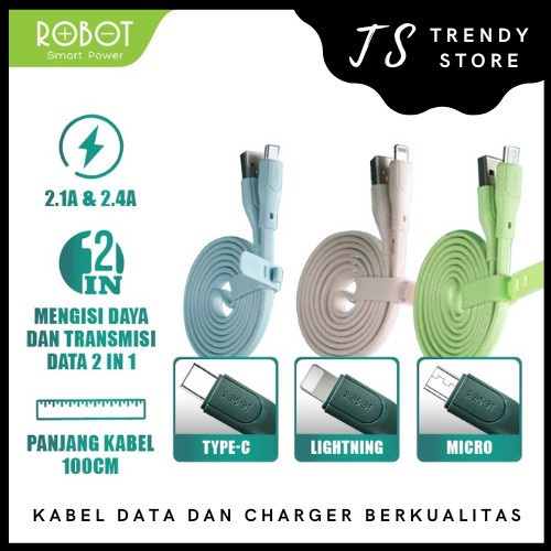 Jual Kabel Data Charger ROBOT Micro USB, Type C, Lightning Android ...