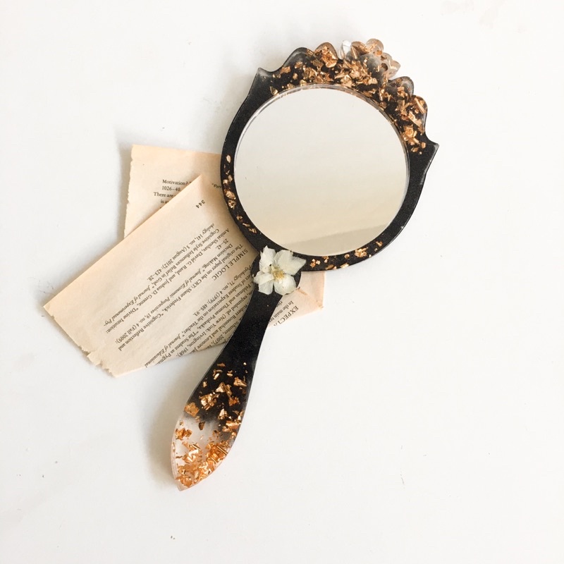 Jual Black Gold large size handmirror / cermin / resin mirror / cermin ...
