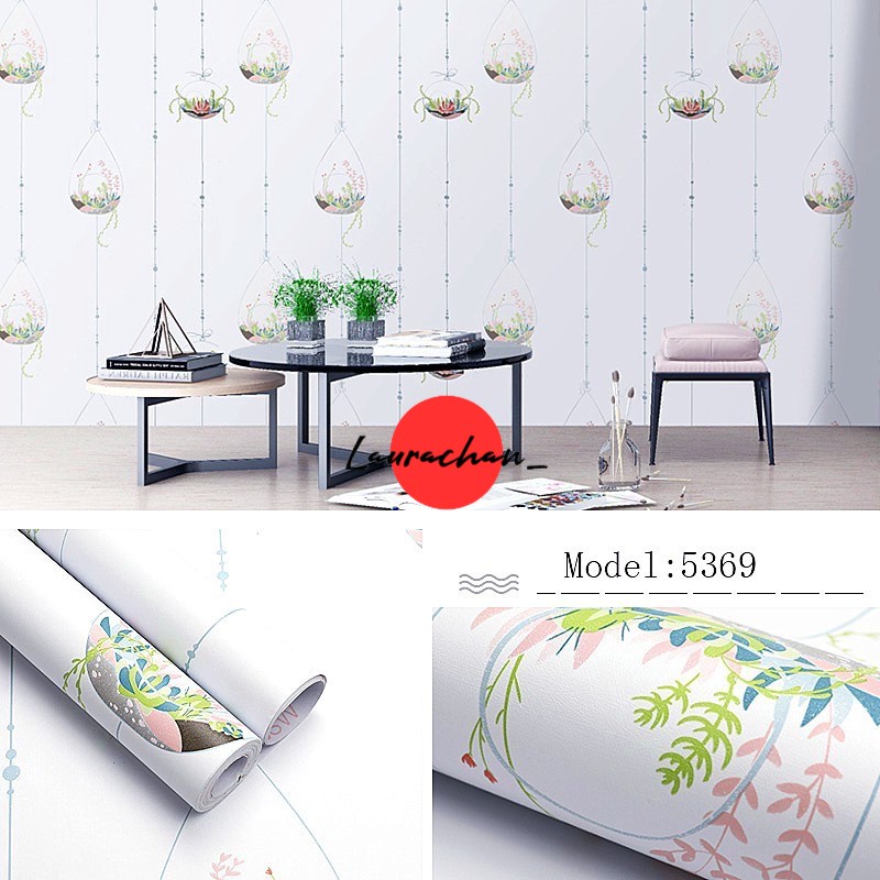 Jual NEW!! WALLPAPER DINDING ukuran 45 cm x 10 M Motif PLANT TUMBUHAN HIDROPONIK PUTIH | Shopee ...