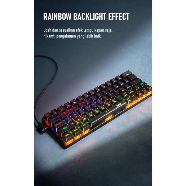 Jual Outemu Blue Switch Mini Mechanical Keyboard ROBOT KB20 60% 63 Keys ...