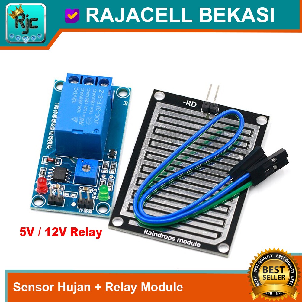 Jual Sensor Hujan + Relay Module Detektor Air Hujan Raindrops Detection ...