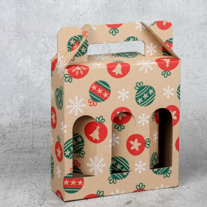 Jual (10 Pcs) Dus Natal Kardus Jinjing Botol 250 ml Isi 3 Kotak Kemasan ...