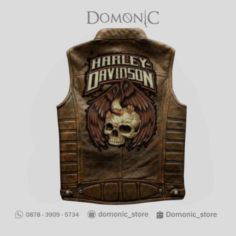 Jual VEST KULIT ROMPI JAKET KULIT HARLEY DAVIDSON MOGE JAKET TOURING ...