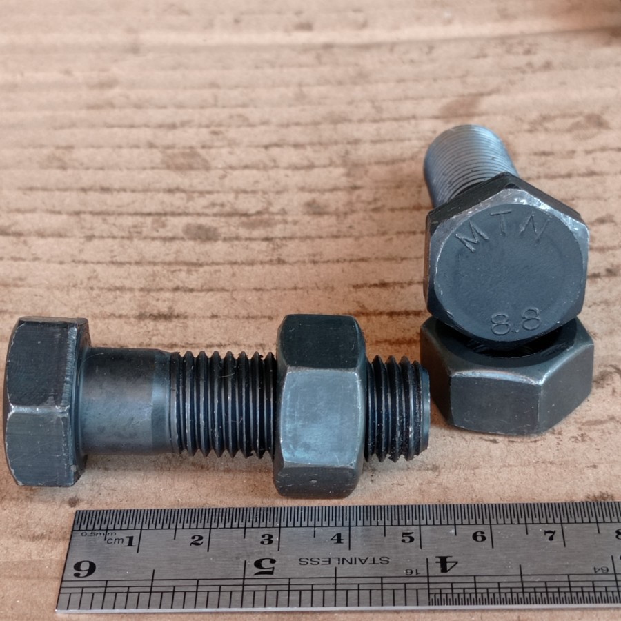 Jual BAUT BAJA M16 X 50 HTB GRADE 8.8 M16X50 KUNCI 24 PANJANG 5CM 5 CM 40MM PITCH 2.0 HITAM ...