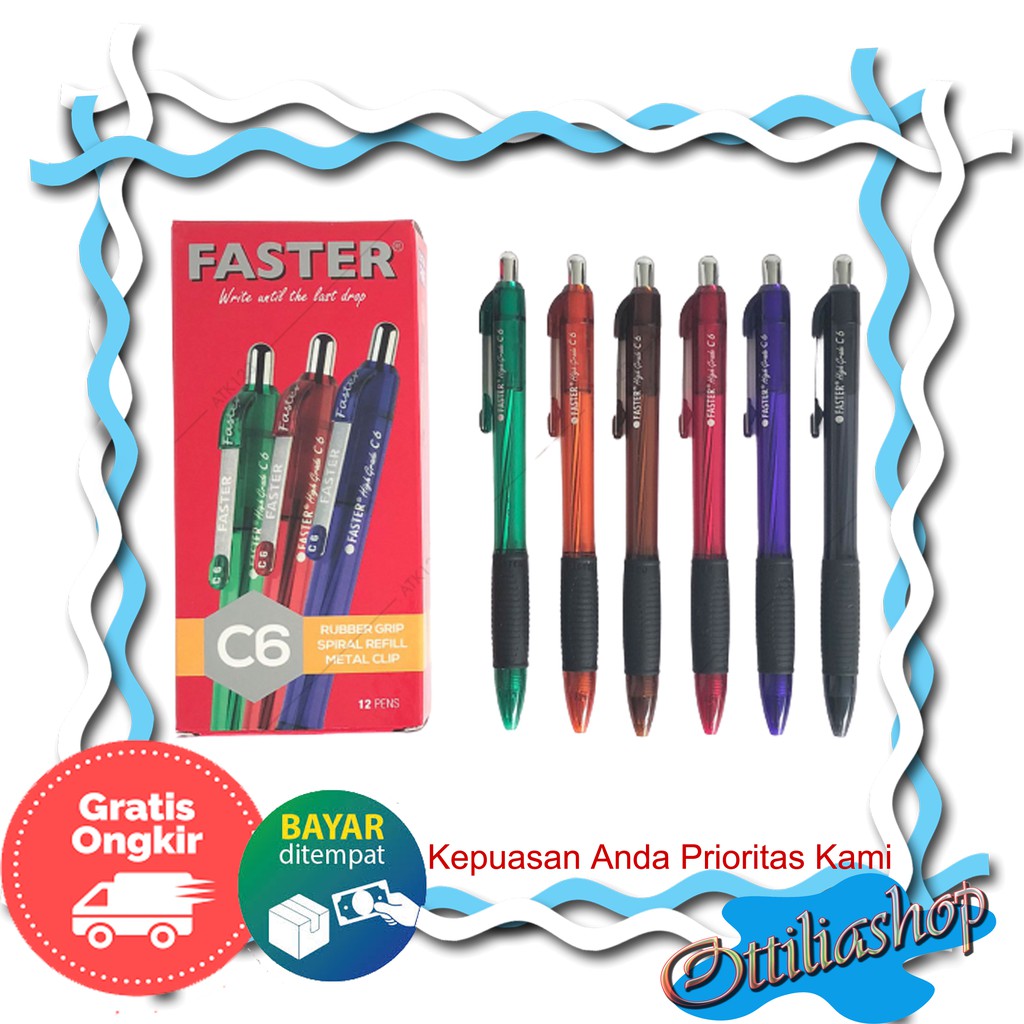 Jual PULPEN FASTER C6 PULPEN ANAK SEKOLAH TINTA HITAM | Shopee Indonesia