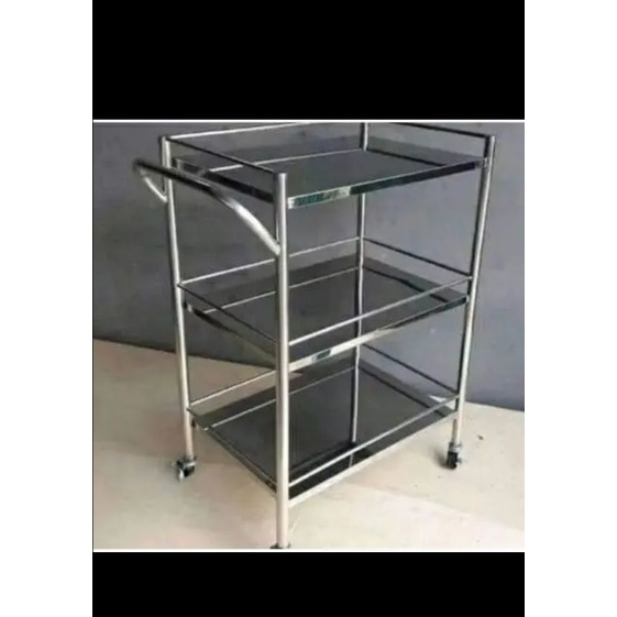 Jual troly instrumen stainless steel 3 tahap | Shopee Indonesia