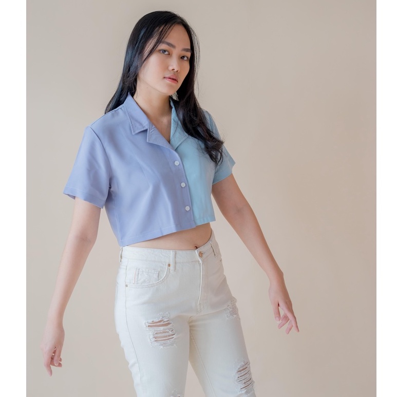 Jual Dalmi - Koa Shirt | Kemeja Kantor Trendy Wanita Two Tone | Shopee ...
