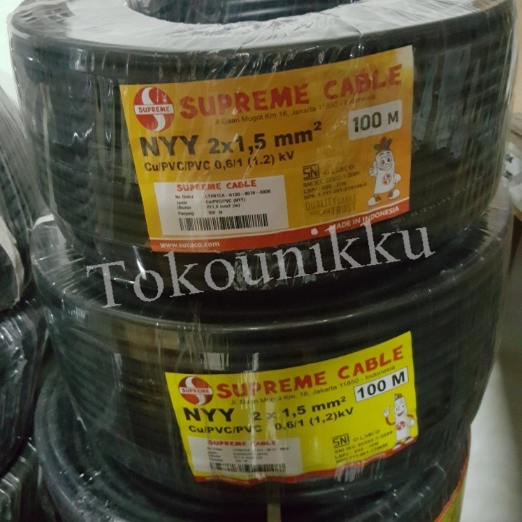 Jual KABEL LISTRIK NYY SUPREME 2X1,5MM PANJANG 100M 100 Meter Merk Supreme | Shopee Indonesia