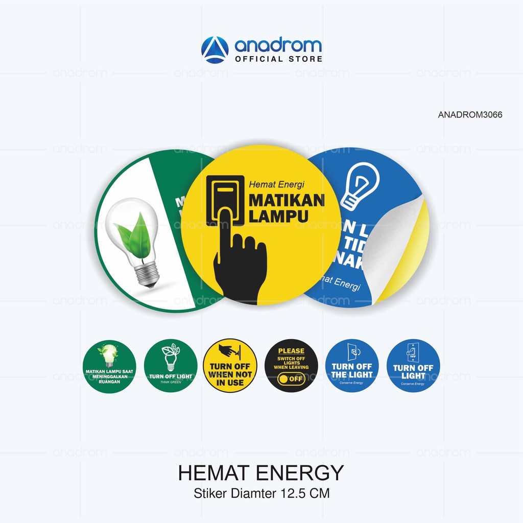 Jual Stiker hemat energi | Matikan Lampu Diameter 12,5 cm potong bulat ...