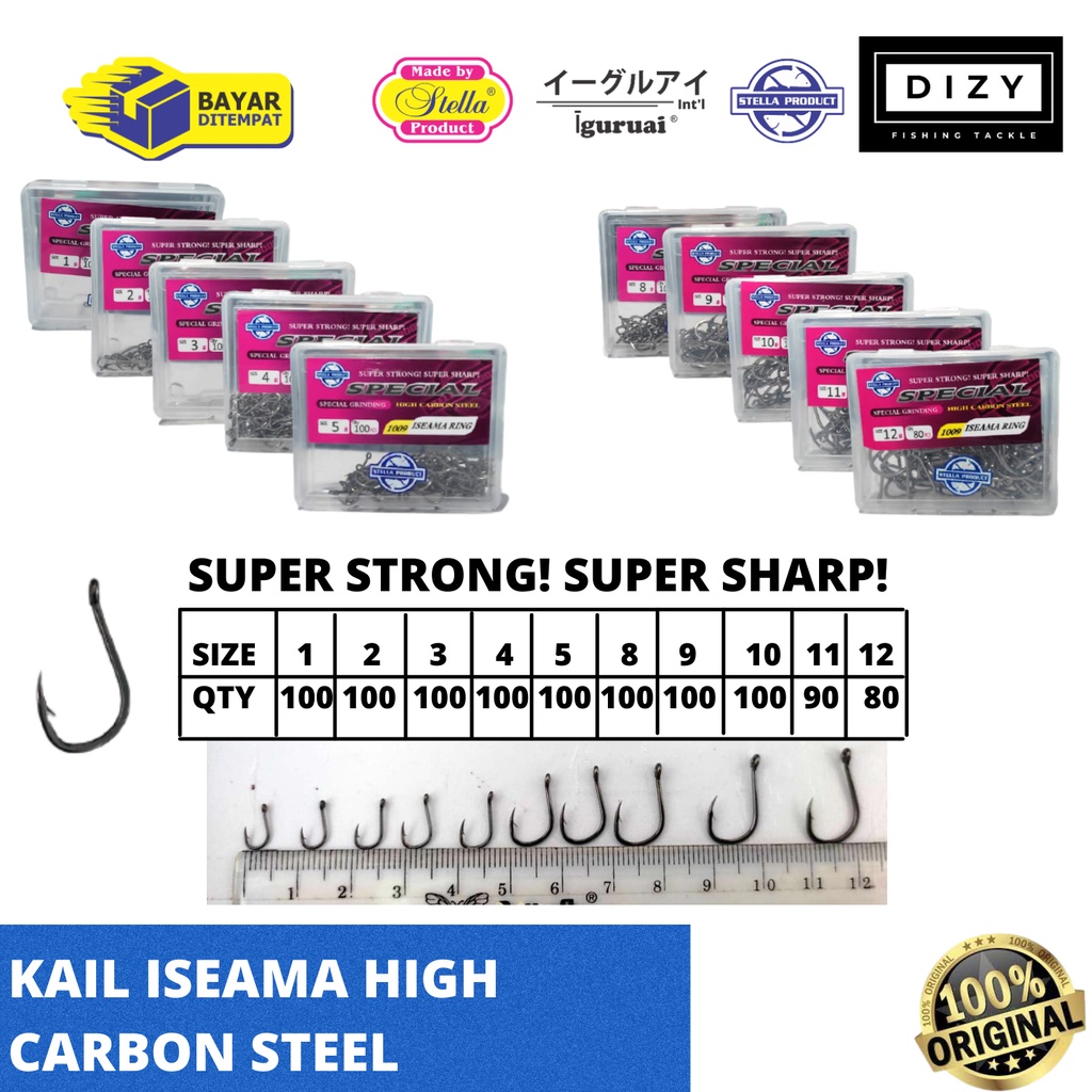 Jual Mata Kail Pancing Iseama Stella 1009 Karbon Isi 100Pcs Tajam Kuat ukuran kecil ikan nila ...