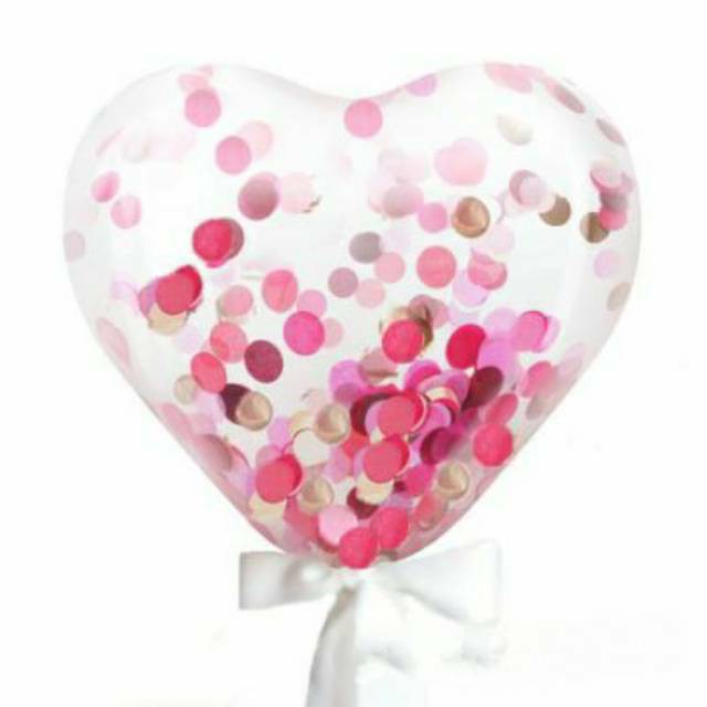 Jual BALON LATEX TRANSPARAN ISI CONFETTI BALON BENTUK LOVE BALON HATI ...