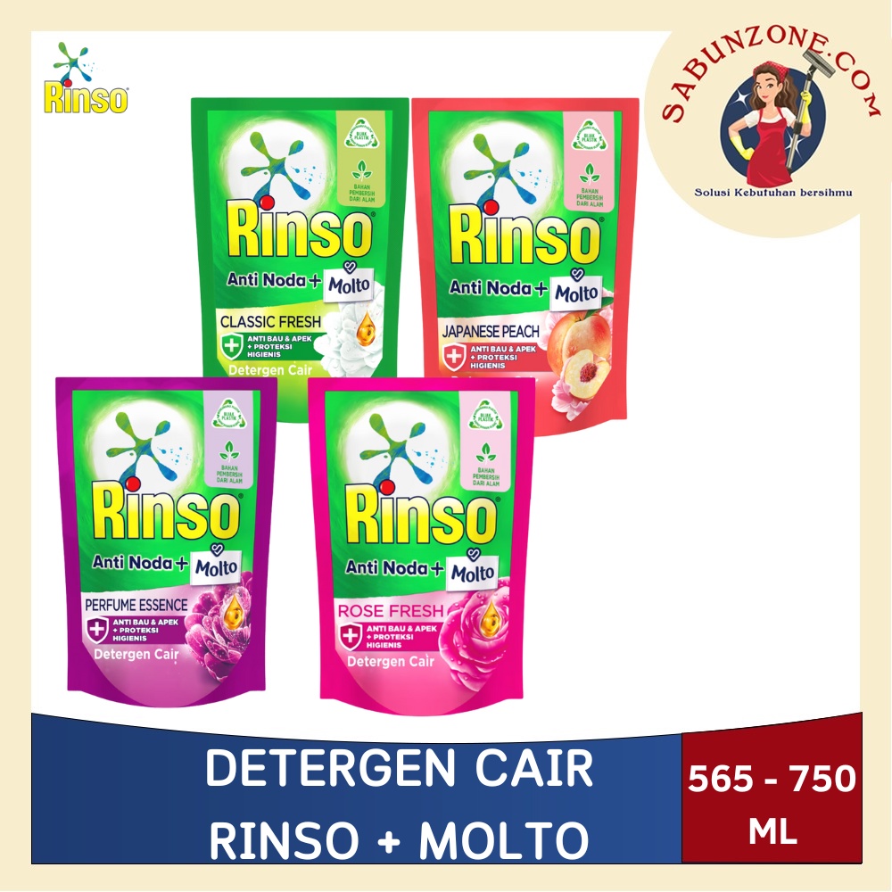 Jual Deterjen Detergen Liquid Cair Rinso Anti Noda + Molto Rose Fresh ...